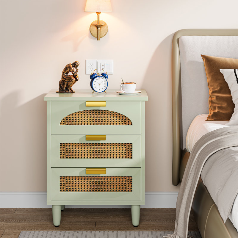 Bay Isle Home™ Attis 3-Drawer Rattan Nightstand | Wayfair